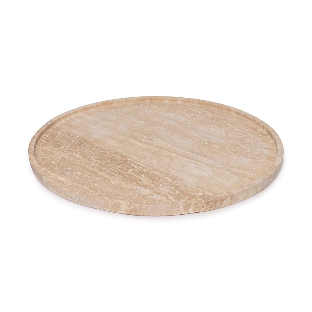 Travertin-Tablett rund mit Rand – MOOISA